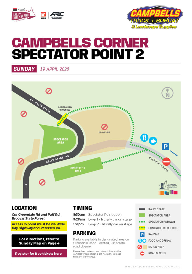 Rally Queensland 2026 Spectator Guide available - www.rally.com.au